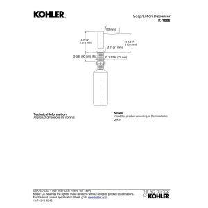 Kohler 468388 1995-CP Soap and Lotion Dispenser, 4.43 x 2.00 x 4.00 inches, Polished Chrome