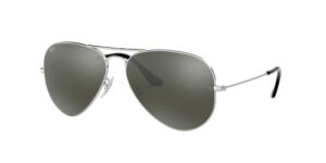 ray-ban rb3025 classic aviator sunglasses, silver/crystal grey mirrored, 58 mm