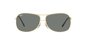 ray-ban rb3267 metal aviator sunglasses, gold/green, 64 mm