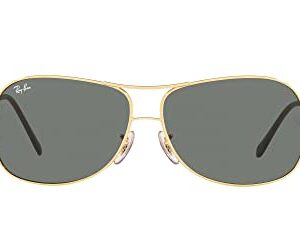 Ray-Ban RB3267 Metal Aviator Sunglasses, Gold/Green, 64 mm