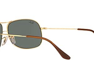 Ray-Ban RB3267 Metal Aviator Sunglasses, Gold/Green, 64 mm