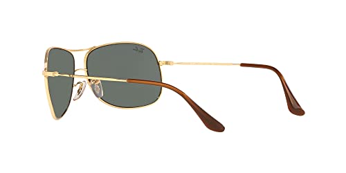 Ray-Ban RB3267 Metal Aviator Sunglasses, Gold/Green, 64 mm