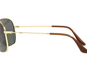 Ray-Ban RB3267 Metal Aviator Sunglasses, Gold/Green, 64 mm