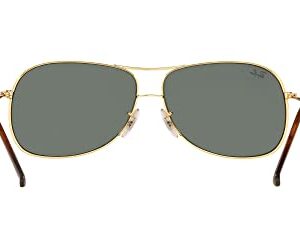 Ray-Ban RB3267 Metal Aviator Sunglasses, Gold/Green, 64 mm