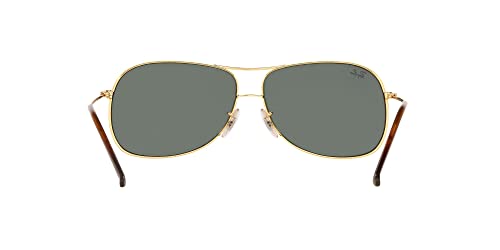 Ray-Ban RB3267 Metal Aviator Sunglasses, Gold/Green, 64 mm