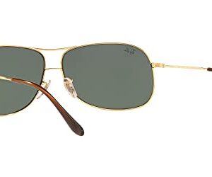 Ray-Ban RB3267 Metal Aviator Sunglasses, Gold/Green, 64 mm