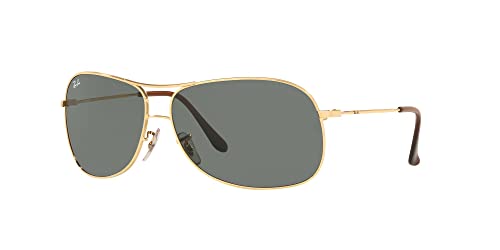 Ray-Ban RB3267 Metal Aviator Sunglasses, Gold/Green, 64 mm