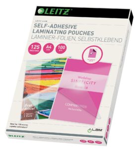 leitz ilam 125 microns a4 self adhesive laminating pouches (pack of 100)