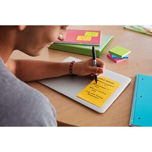 Post-it Super Sticky Lined Notes, 4 Sticky Note Pads, 4 x 6 in., School Supplies, Office Products, Sticky Notes for Vertical Surfaces, Monitors, Walls and Windows, Energy Boost Collection