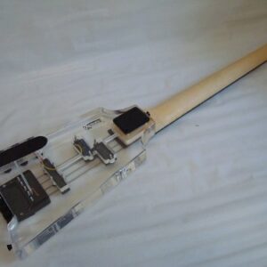 Ktone 4 String Clear Body Lucite Electric Bass Guitar, Headless with Free Gig Bag New