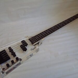 Ktone 4 String Clear Body Lucite Electric Bass Guitar, Headless with Free Gig Bag New