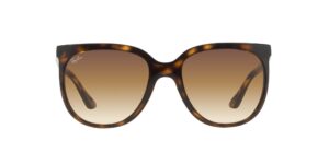 ray-ban women's rb4126 cats 1000 butterfly sunglasses, light havana/clear gradient brown, 57 mm + 1