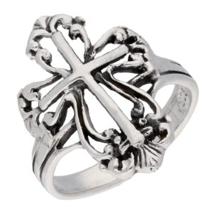 sterling silver victorian style open cross ring size 5(sizes 4,5,6,7,8,9,10)