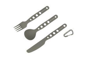 sea to summit alpha set camping cutlery set with knife, fork, and spoon