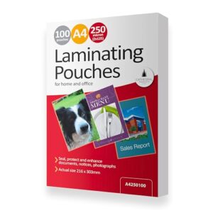 cathedral products pack of 100 a4 gloss laminating pouches 250 micron