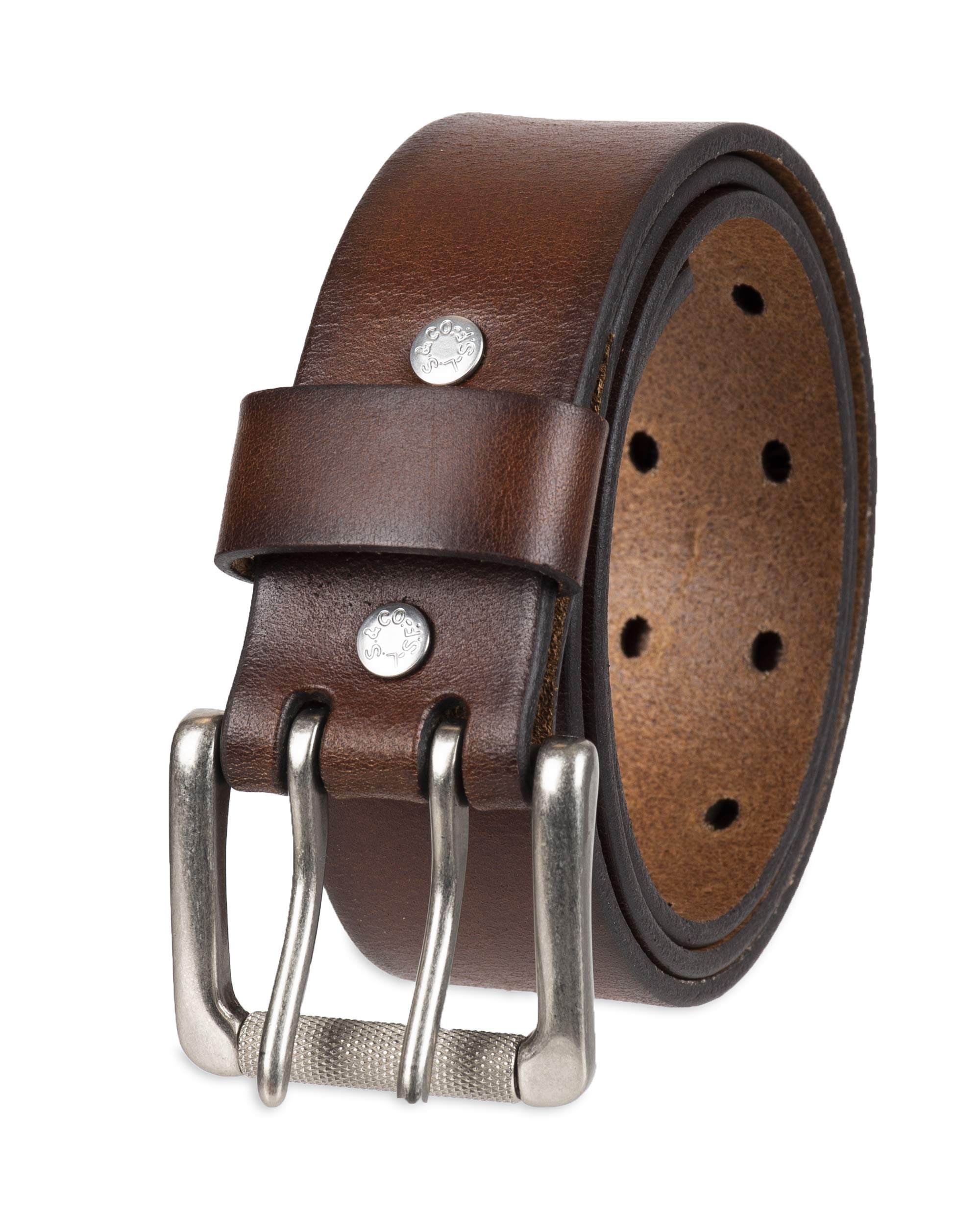 Levi's Men's Double Prong Casual Belt, Brown Rivets, 38