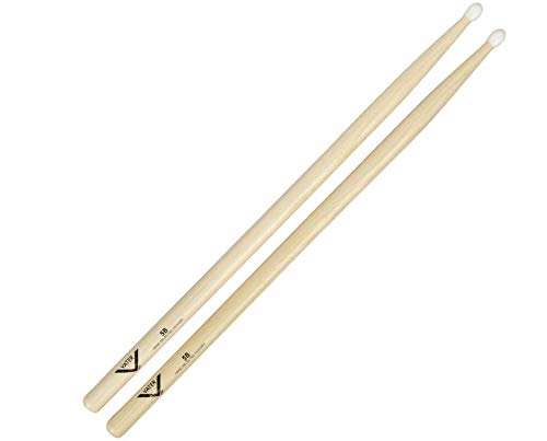 Vater 5B Nylon Tip Hickory Drum Sticks, Pair