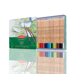 derwent academy watercolor pencils, 3.3mm core, metal tin, 24 count (2301942)