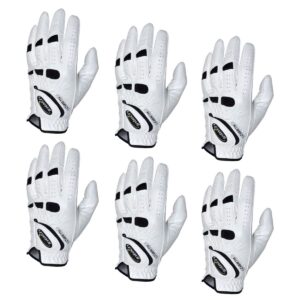 intech ti-cabretta men's golf gloves, left-hand, medium large (6 pack)