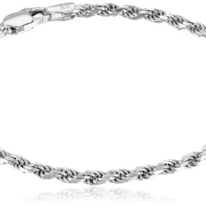 Amazon Essentials Sterling Silver Diamond-Cut Rope Chain Link Bracelet, 8", (previously Amazon Collection)