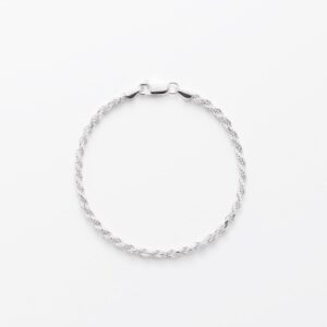 Amazon Essentials Sterling Silver Diamond-Cut Rope Chain Link Bracelet, 8", (previously Amazon Collection)