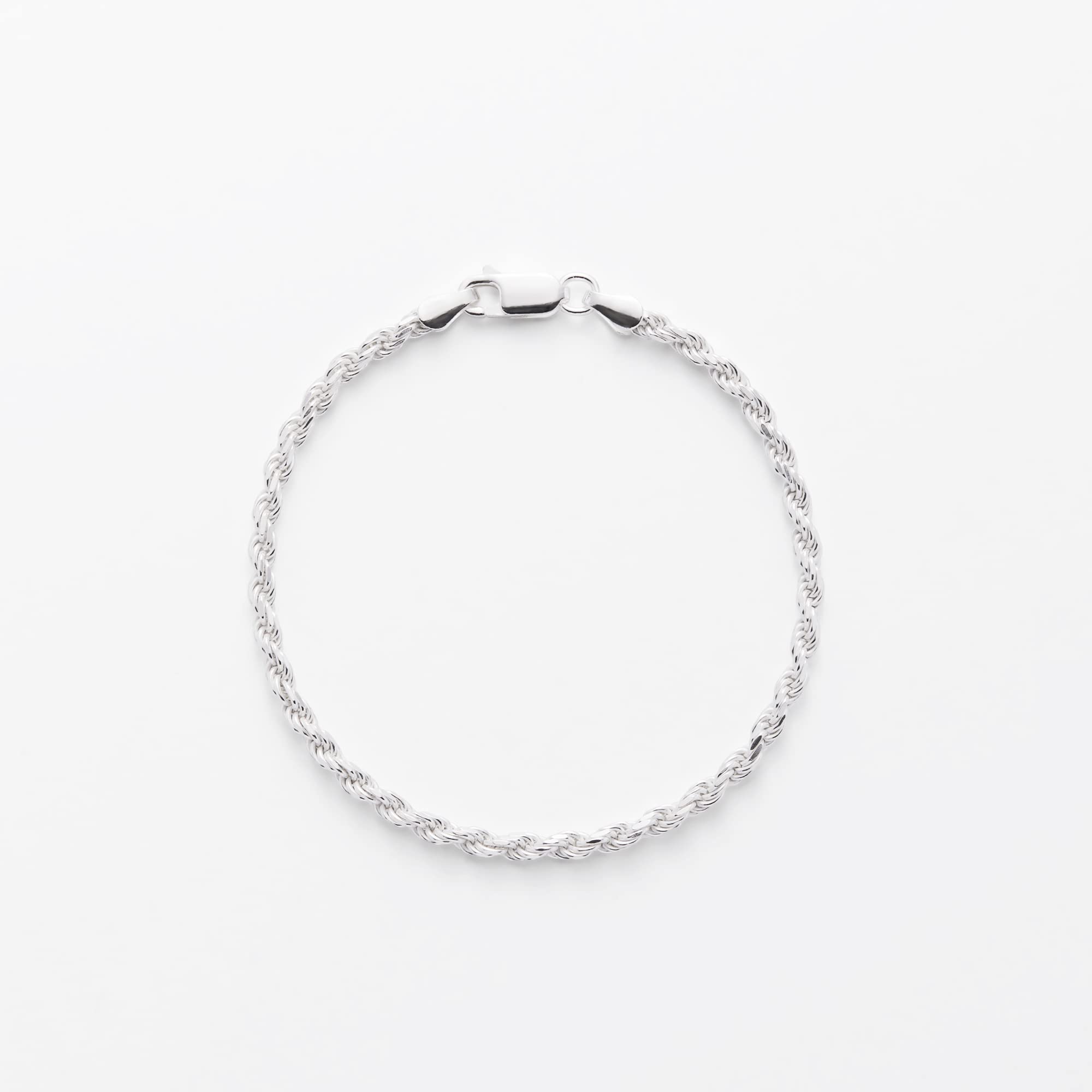 Amazon Essentials Sterling Silver Diamond-Cut Rope Chain Link Bracelet, 8", (previously Amazon Collection)