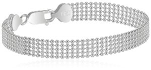 amazon essentials sterling silver five-row shot bead chain bracelet, 7", (previously amazon collection)