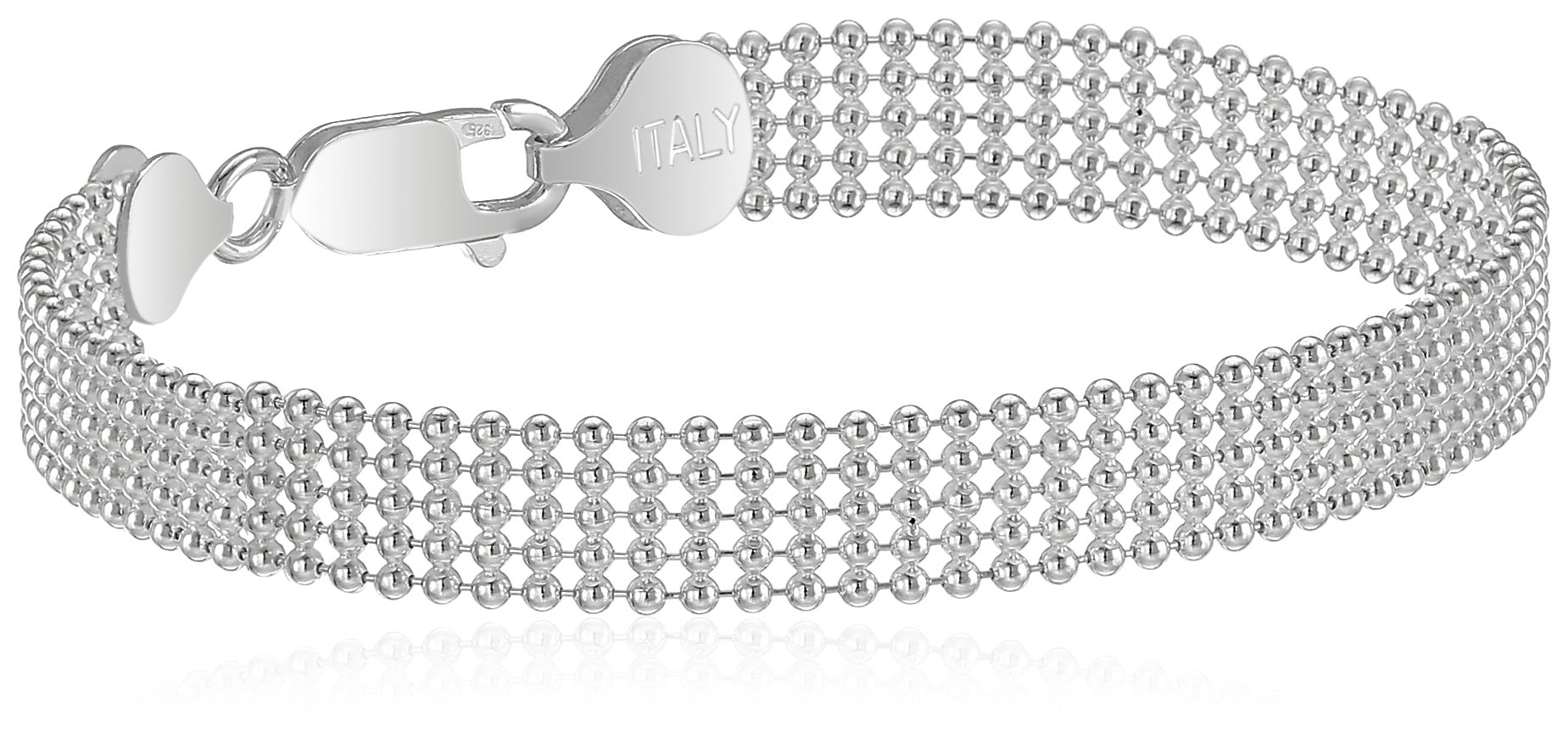 Amazon Essentials Sterling Silver Five-Row Shot Bead Chain Bracelet, 7", (previously Amazon Collection)