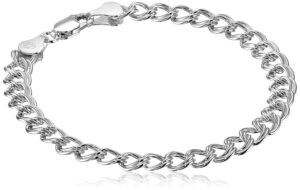 amazon essentials sterling silver double-link chain bracelet, 7" (previously amazon collection)