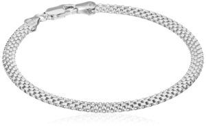 amazon essentials sterling silver mesh chain bracelet, 7" , (previously amazon collection)