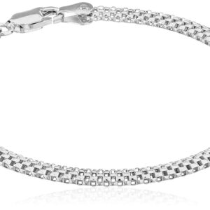 Amazon Essentials Sterling Silver Mesh Chain Bracelet, 7" , (previously Amazon Collection)