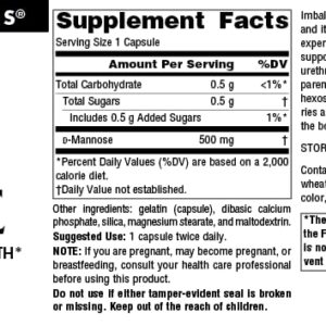 Source Naturals D-Mannose, Potent Urinary Tract & Bladder Health Support*, 500mg - 60 Capsules