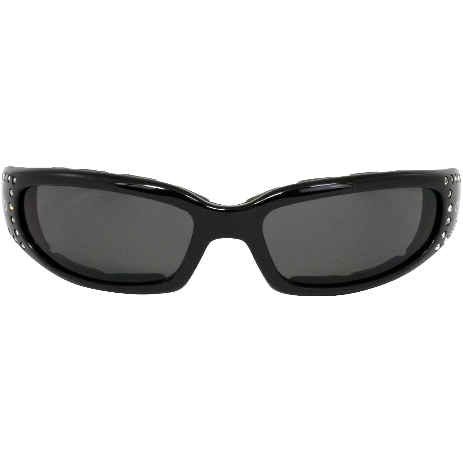 Global Vision Eyewear Marilyn 3 Womens Motorcycle Sunglasses with EVA Foam Padding Bling (Black Frame Smoke Lens)