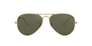 ray-ban rb3025 classic aviator sunglasses, gold/green polarized, 55 mm