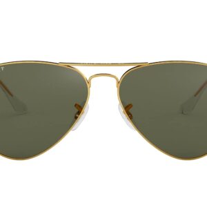 Ray-Ban RB3025 Classic Aviator Sunglasses, Gold/Green Polarized, 55 mm