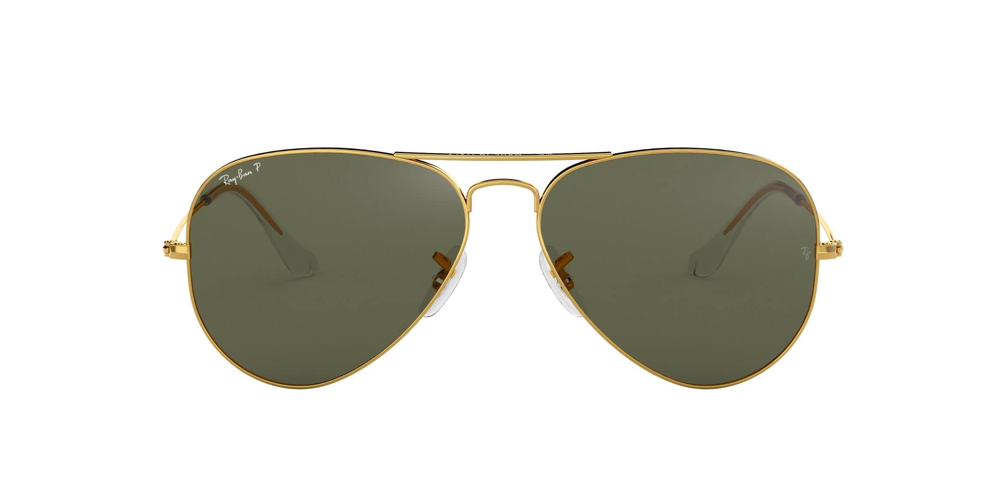 Ray-Ban RB3025 Classic Aviator Sunglasses, Gold/Green Polarized, 55 mm