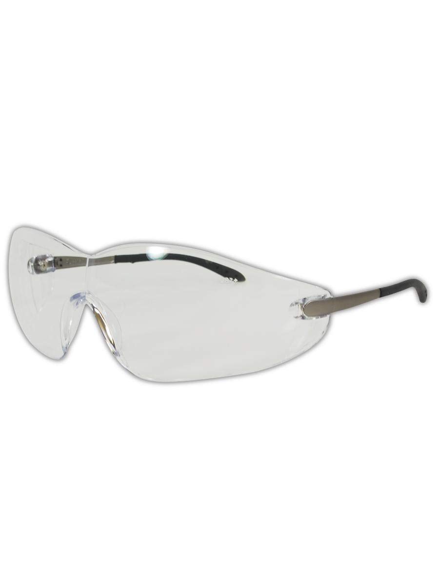 MCR Safety Glasses Blackjack S2110AF Chrome Metal Temple, Clear Lens with UV & Anti-Fog Coating, 1 Pair