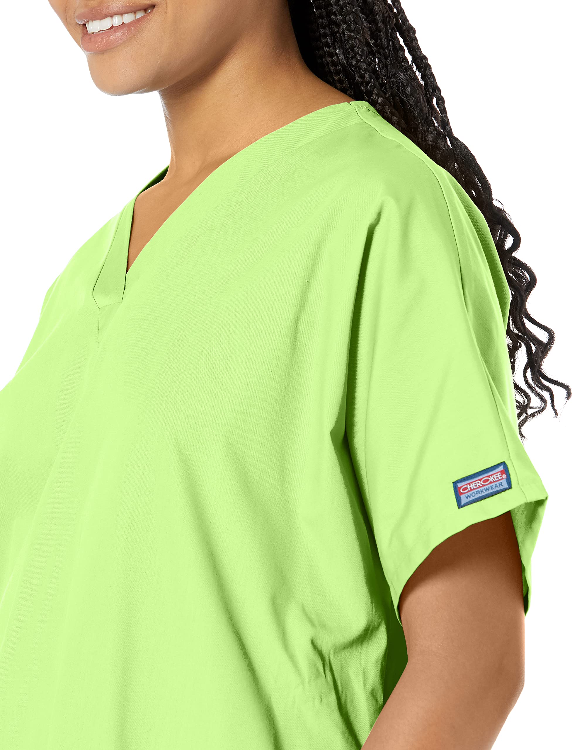 Cherokee Women's V Neck Scrubs Shirt, Lime Green, XXX-Large