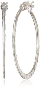 amazon essentials sterling silver hammered hoop earrings (1.45" diameter), (previously amazon collection)