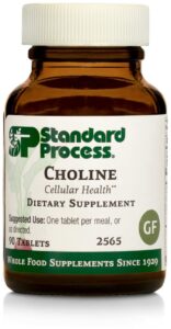 standard process choline - liver support, gallbladder support, and nervous system supplement with choline bitartrate and honey - 90 tablets