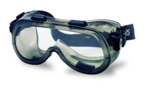 mcr safety 2410 verdict polyvinyl chloride strap safety goggle with smoke frame and clear anti-fog lens, 1-pair