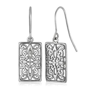 morgan & paige rhodium or 18k gold plated celtic knot earrings for women - 925 sterling silver celtic dangle earrings with rectangle drop pendant - handcrafted - jewelry gift for her