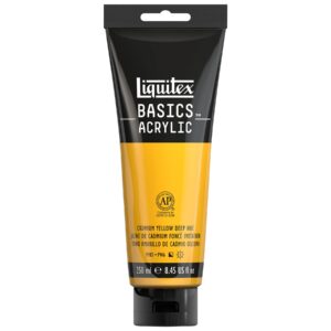 liquitex basics acrylic paint, 250ml (8.5-oz) tube, cadmium yellow deep hue