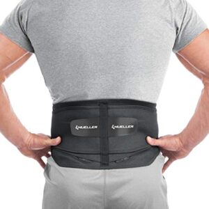 MUELLER Sports Medicine Adjustable Lumbar Back Brace with Removable Pad, Back Pain Relief Support for Men and Women, Ideal for Upper and Lower Back Pain, Sciatica, Scoliosis, Black, Regular Size