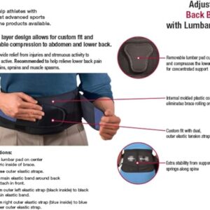 MUELLER Sports Medicine Adjustable Lumbar Back Brace with Removable Pad, Back Pain Relief Support for Men and Women, Ideal for Upper and Lower Back Pain, Sciatica, Scoliosis, Black, Regular Size