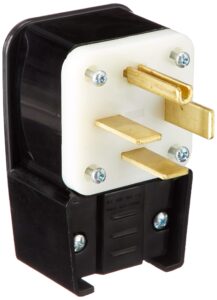 leviton 8462-p 60 amp, 250 volt- 3py, straight blade, plug, industrial grade, grounding, angle, black