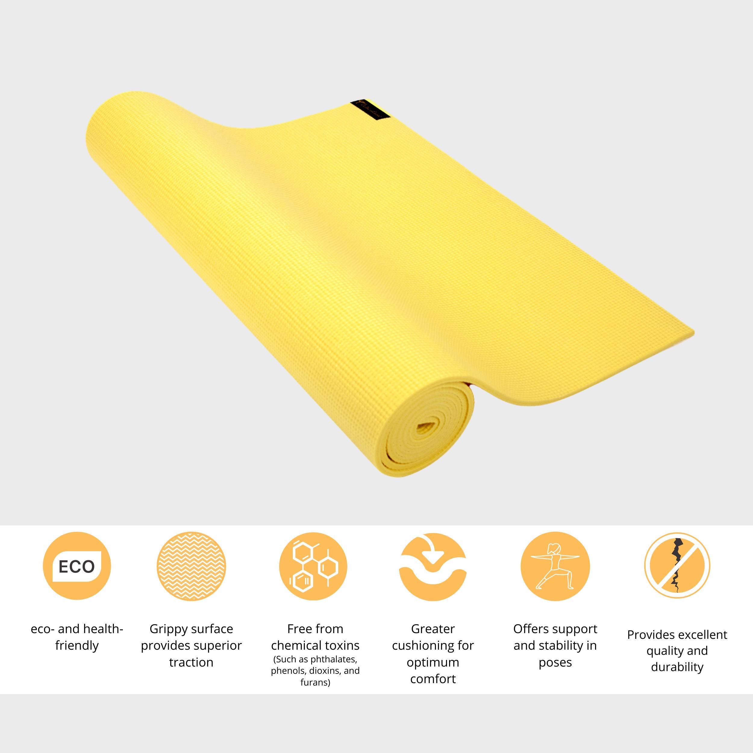 Wai Lana Phthalate-Free Mat (Color: Buttercup) - 1/4 inch Thick, Non-slip, Stylish, Lightweight, Optimum Comfort