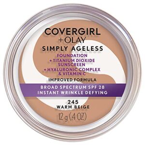 covergirl & olay simply ageless foundation, warm beige 245, 0.40-ounce package