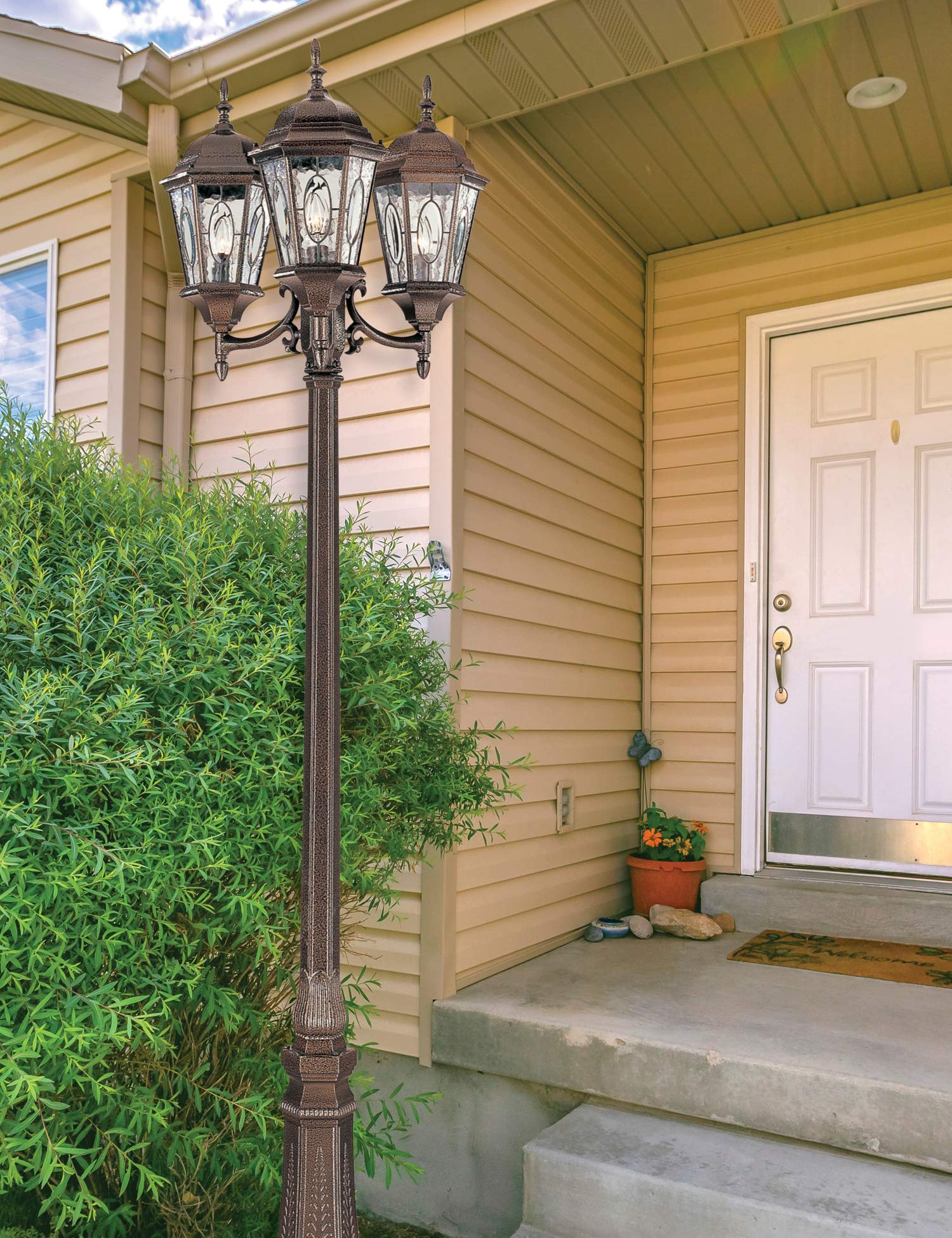 Trans Globe Lighting TG4719 BRZ Traditional Three Pole Outdoor-Post-Lights, Bronze/Dark