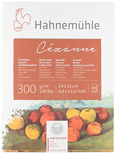 Hahnemuhle Cezanne Watercolor Block Matte Surface 9.5x12.5 Inches 300gsm 10 Sheets,White